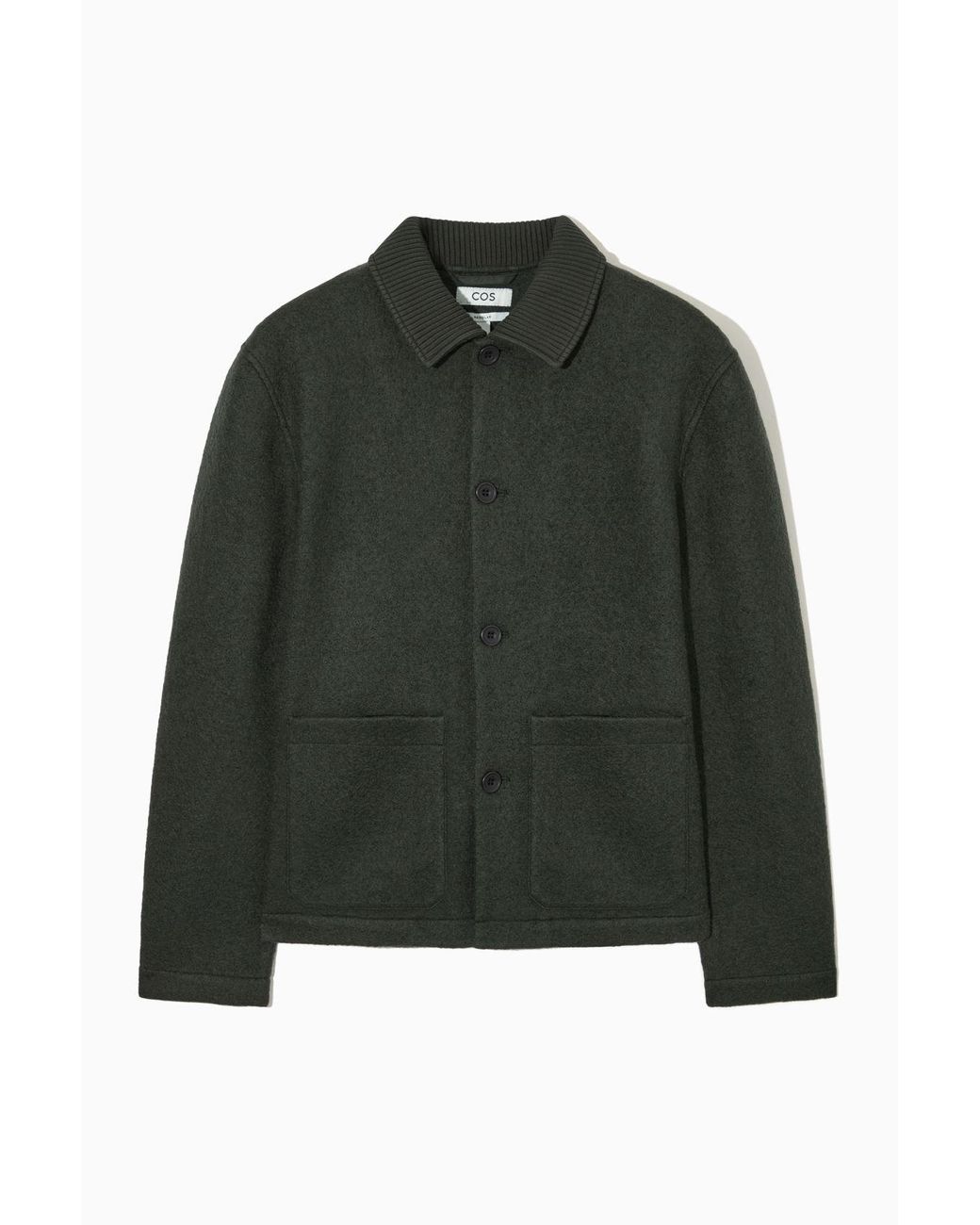 COS Knitted-collar Wool Workwear Jacket in Green for Men | Lyst
