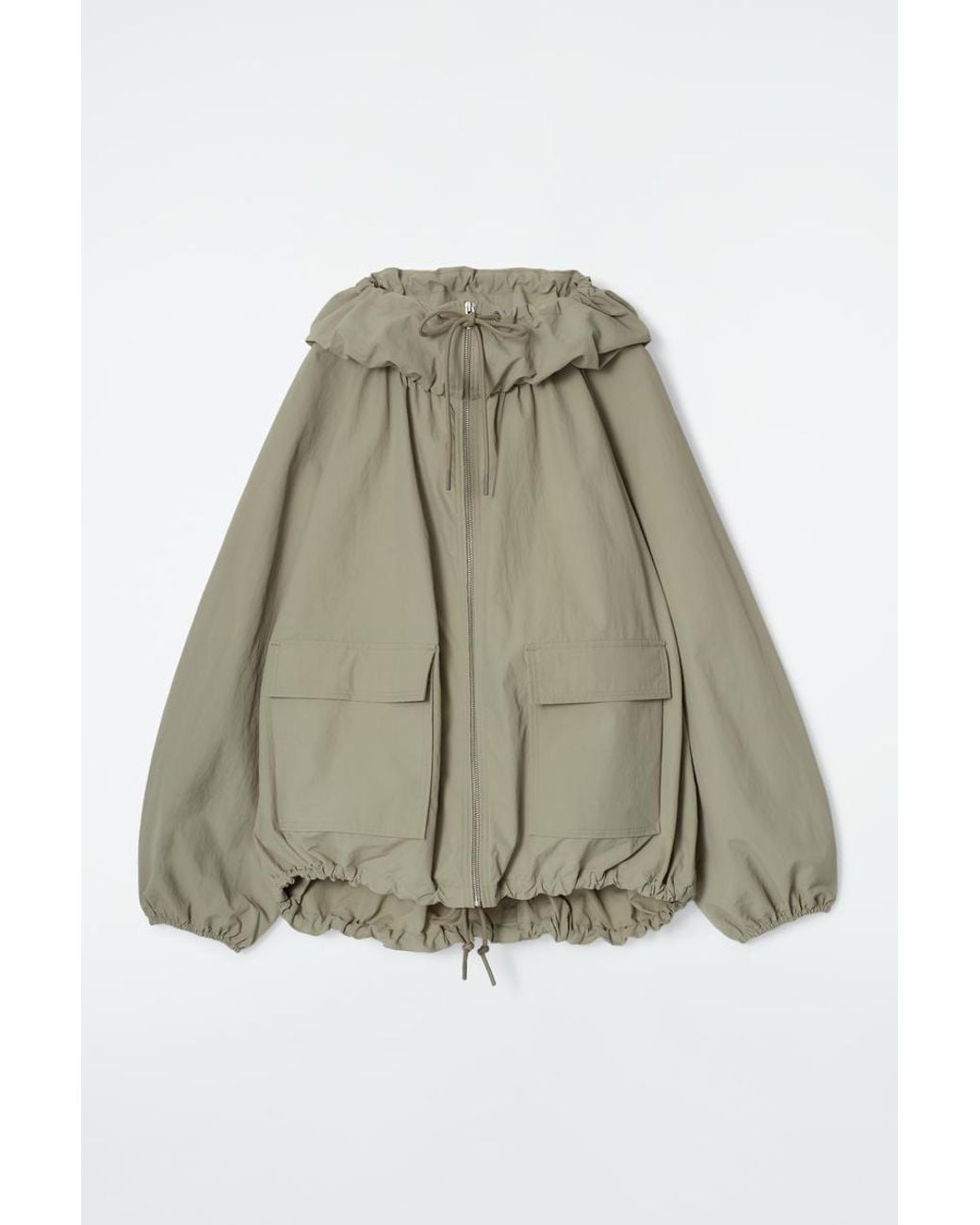 COS Technical Hooded Parka Jacket in Natural | Lyst