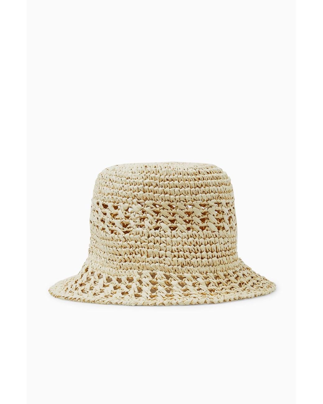 COS Crocheted Straw Bucket Hat in Natural | Lyst