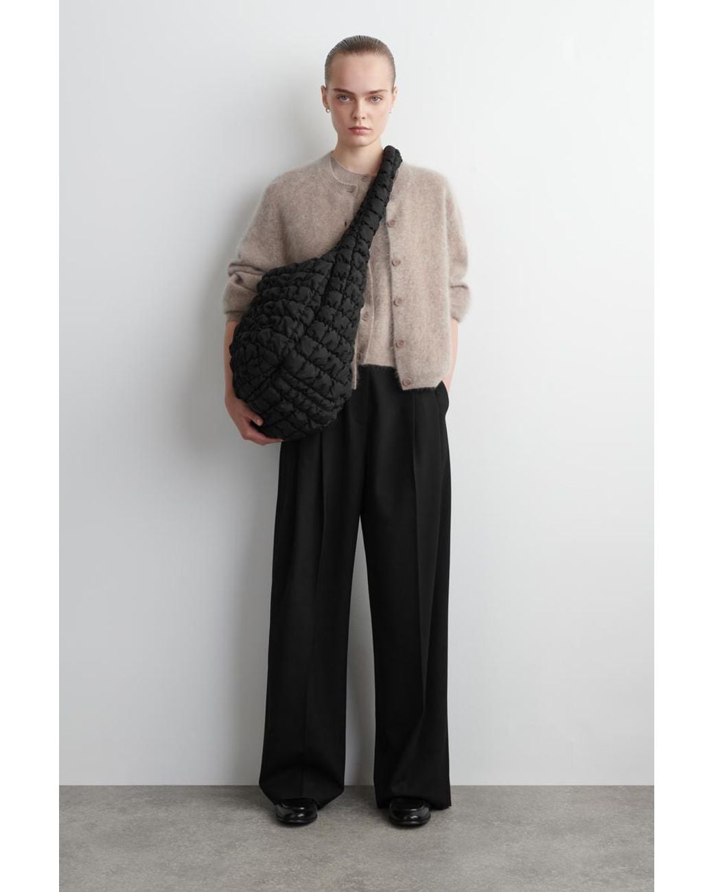 COS Quilted Oversized Crossbody Bag - Leather in Black | Lyst