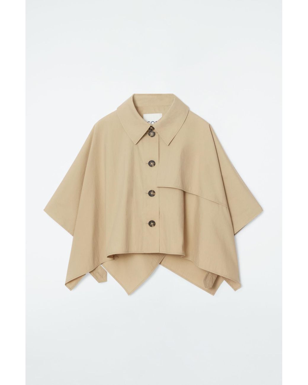 COS Cropped Trench Coat Cape in Natural | Lyst