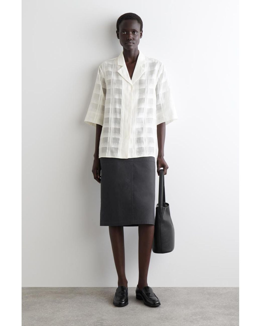 COS Sheer Checked Resort Shirt in White | Lyst UK