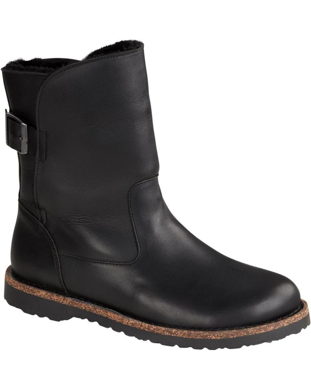 Birkenstock Uppsala Shearling Natural Leather Boots in Black | Lyst