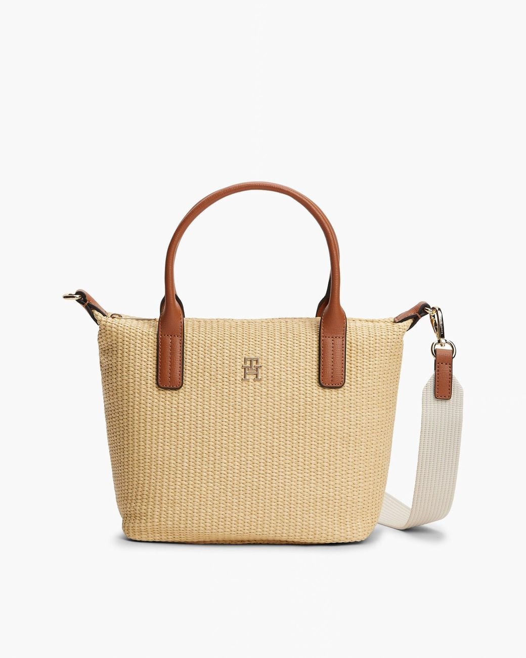 Tommy Hilfiger Popette Raffia Mini Tote Bag in Natural | Lyst UK