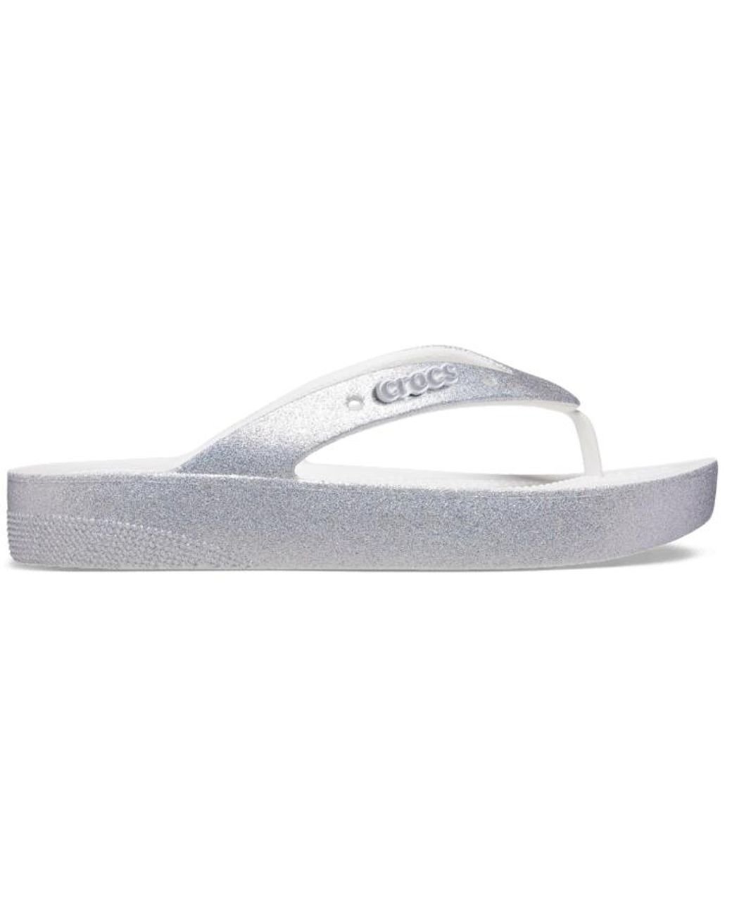 Crocs™ Classic Platform Glitter Flip In White Black Lyst