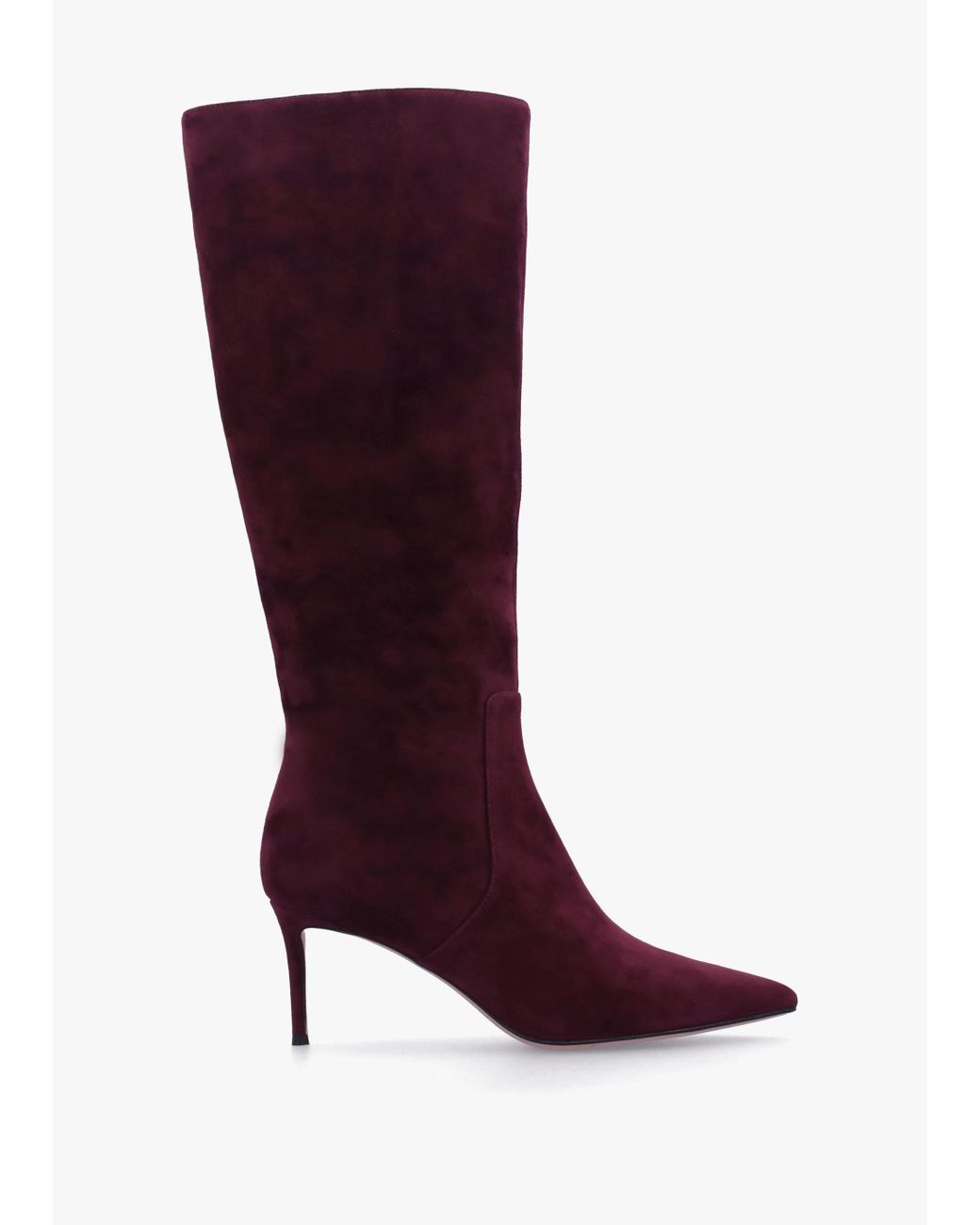 Daniel Saffia Burgundy Suede Slim Heel Knee Boots in Red | Lyst