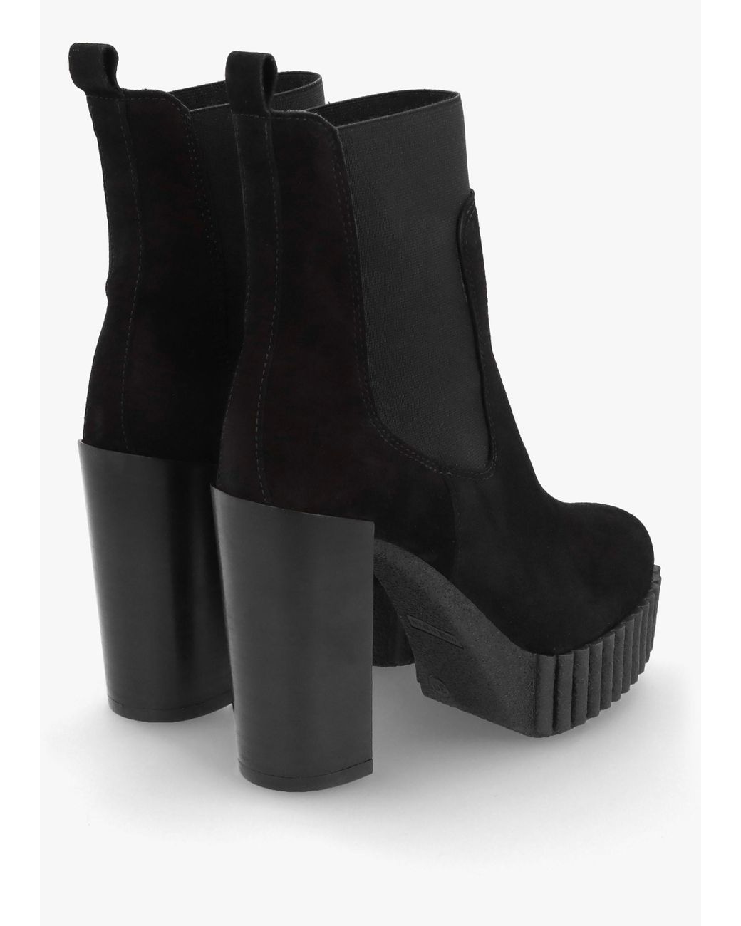 Alpe Ablush Black Suede Platform High Heel Ankle Boots | Lyst