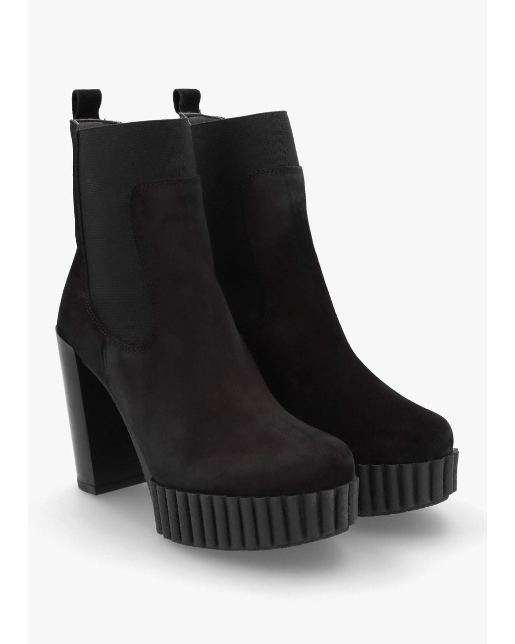 Alpe Ablush Black Suede Platform High Heel Ankle Boots | Lyst
