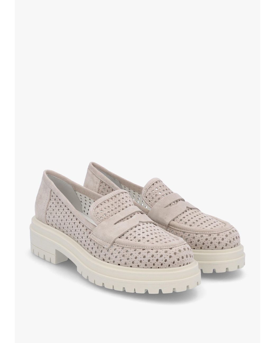 Daniel Nattie Grey Suede Perforated Chunky Loafers in White | Lyst
