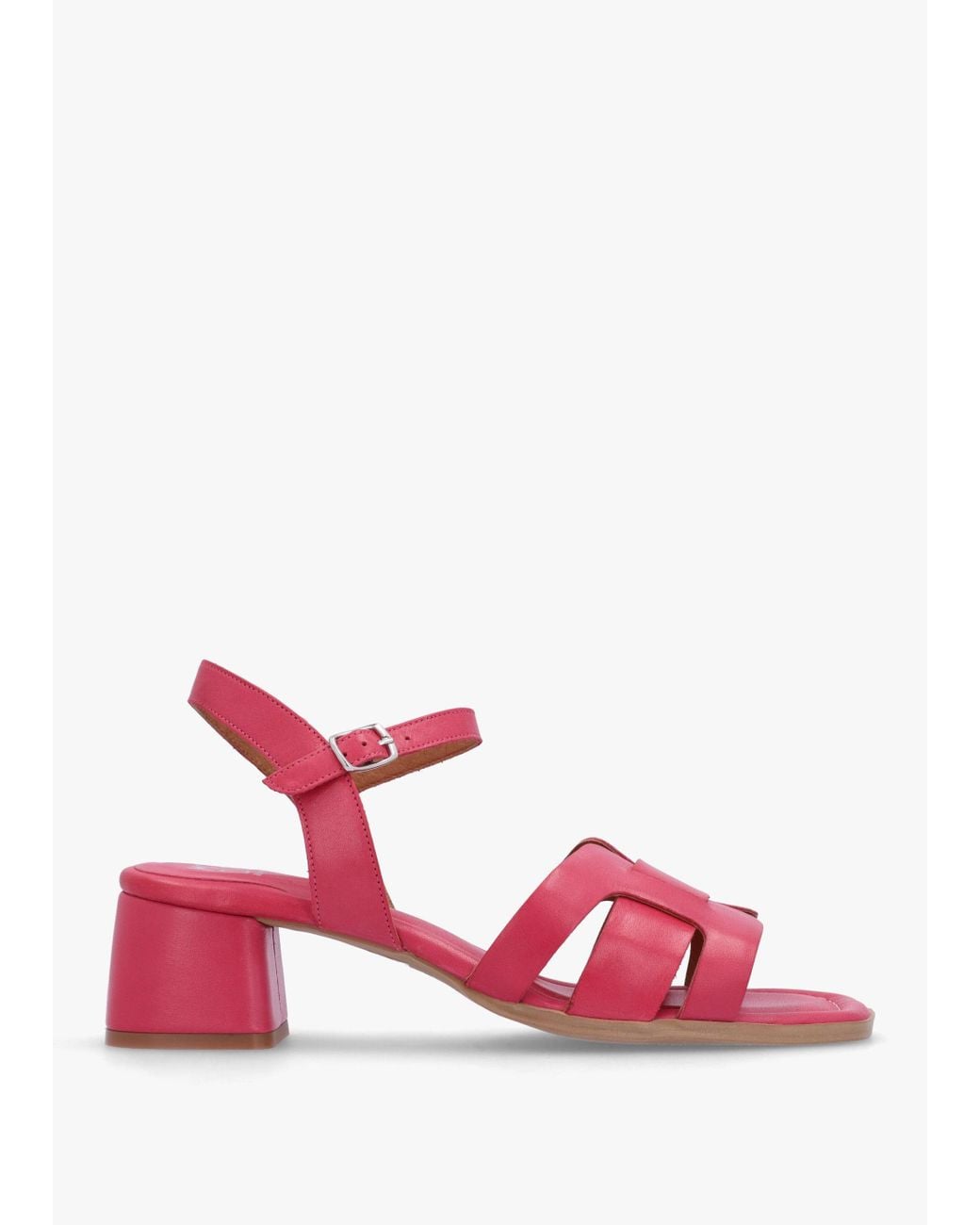Moda In Pelle Mariie Raspberry Leather Heeled Sandals in Pink | Lyst