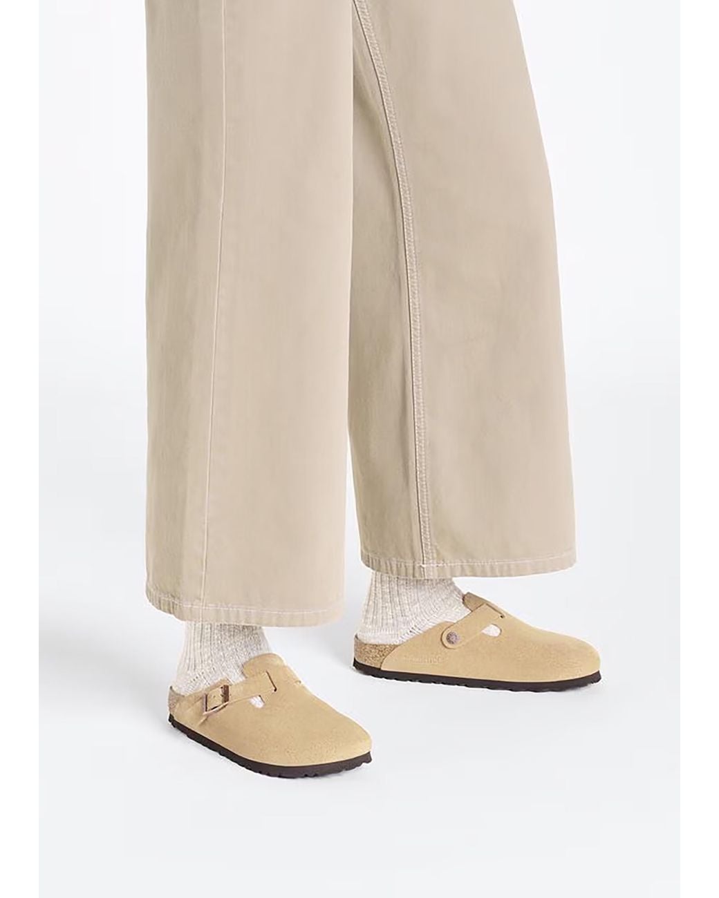Birkenstock Boston Latte Cream Suede Leather Clogs Suede in White | Lyst