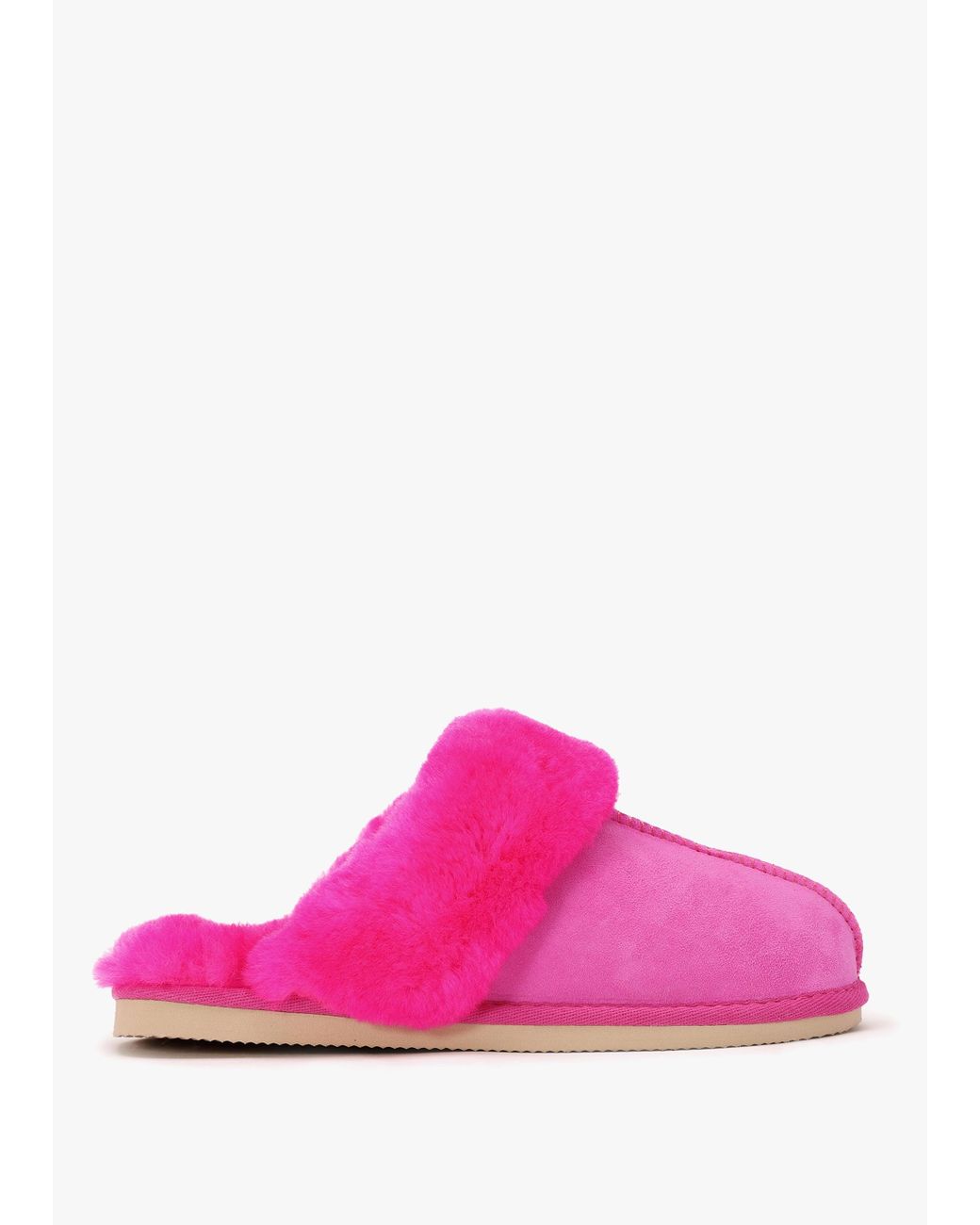 Daniel Shut Bright Fuchsia Sheepskin Twinface Slippers in Pink | Lyst UK