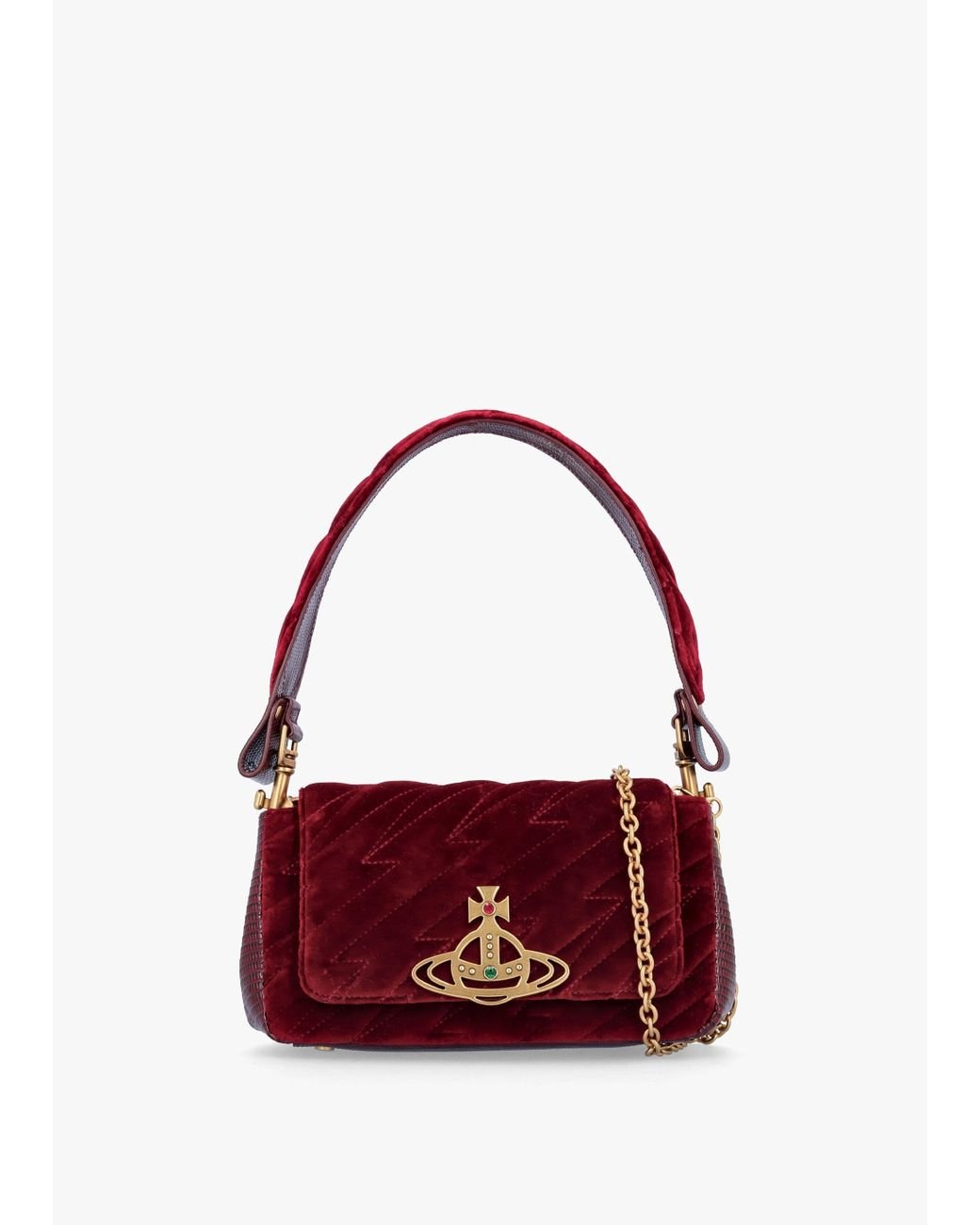 Vivienne Westwood Hazel Small Burgundy Cotton Velvet Quilted Shoulder Bag in Red | Lyst