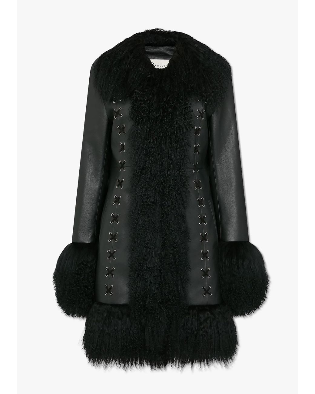 Charlotte Simone Lulu Black Mongolian Lambswool Afghan Coat | Lyst