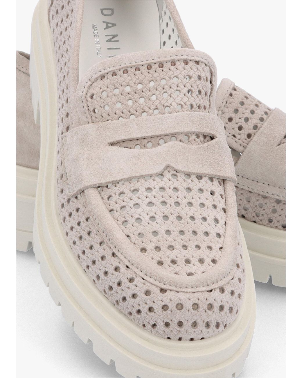 Daniel Nattie Grey Suede Perforated Chunky Loafers in White | Lyst