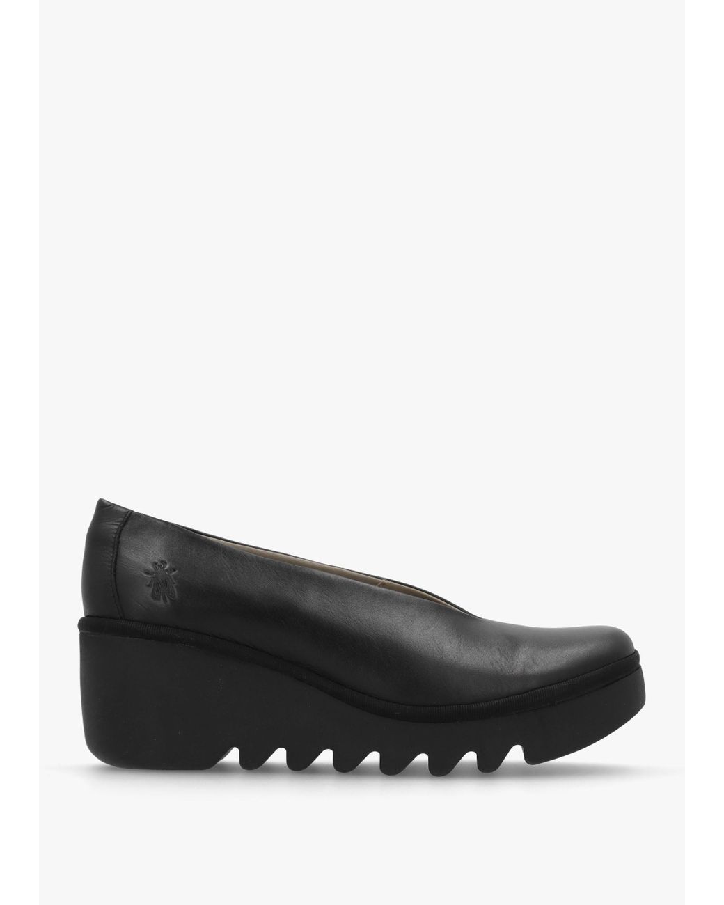 Fly London Beso Black Leather Wedge Court Shoes | Lyst
