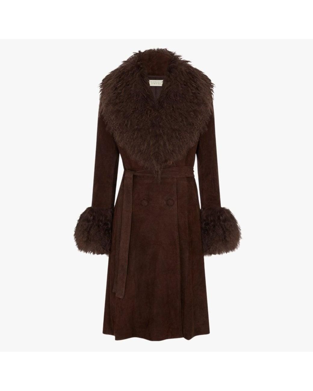 Charlotte Simone Penny Chocolate Brown Long Line Afghan Coat | Lyst ...