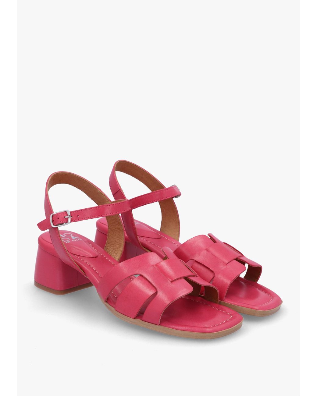 Moda In Pelle Mariie Raspberry Leather Heeled Sandals in Pink | Lyst
