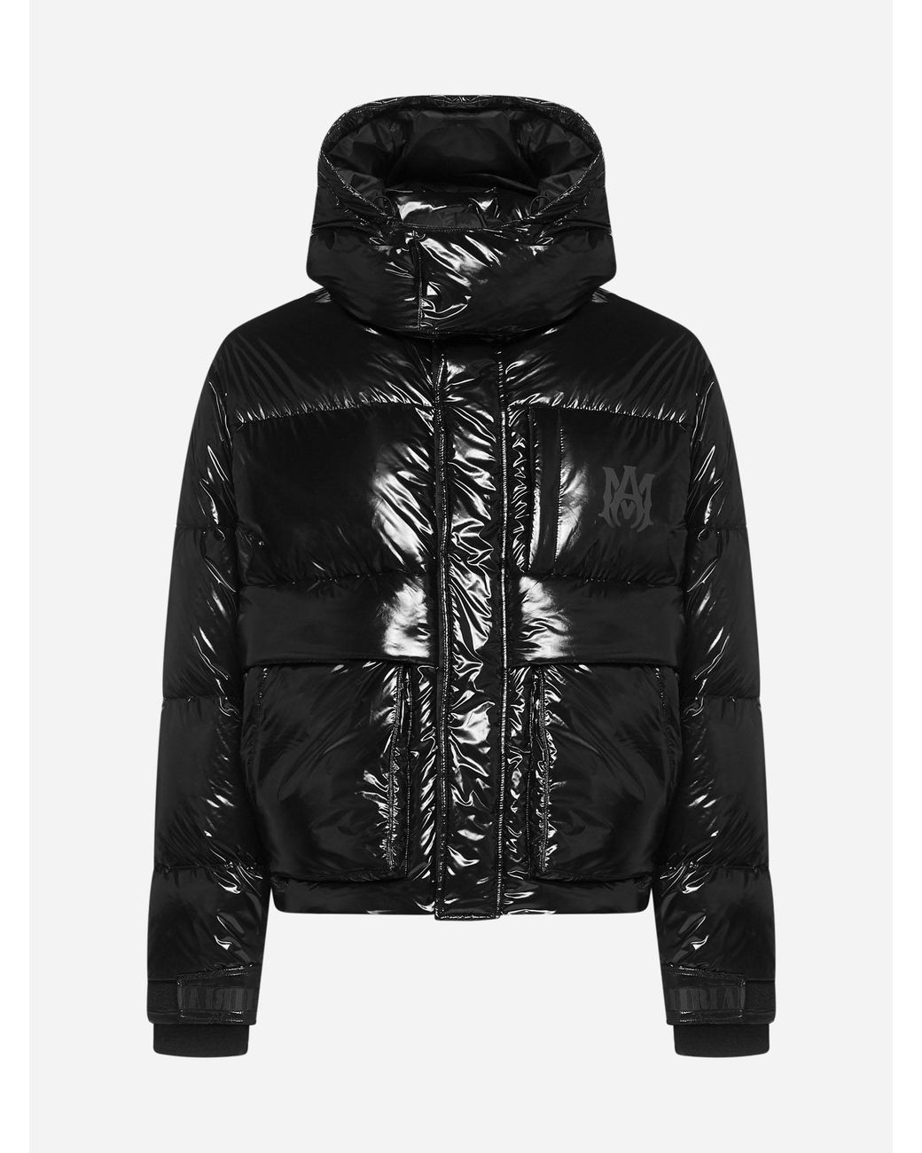 Amiri Hooded Glossy Nylon Down Puffer Jacket in Black | Lyst