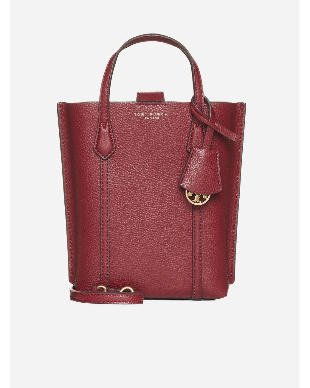 Tory Burch Mini Perry Leather Tote Bag in Red | Lyst