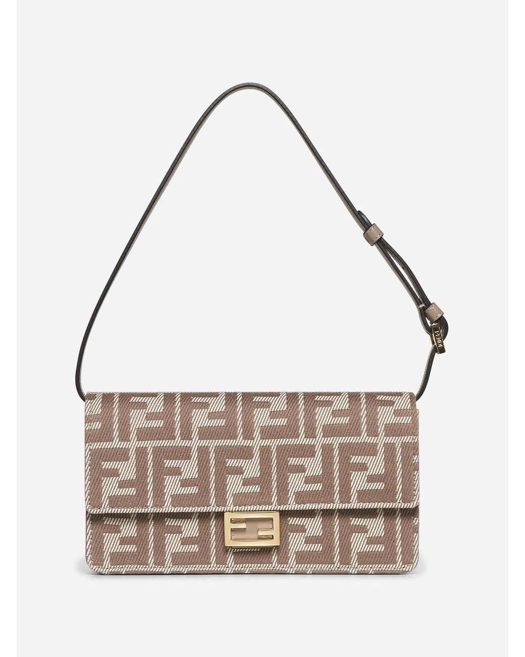 Fendi Beige Wallet On Chain Baguette Minibag in White | Lyst