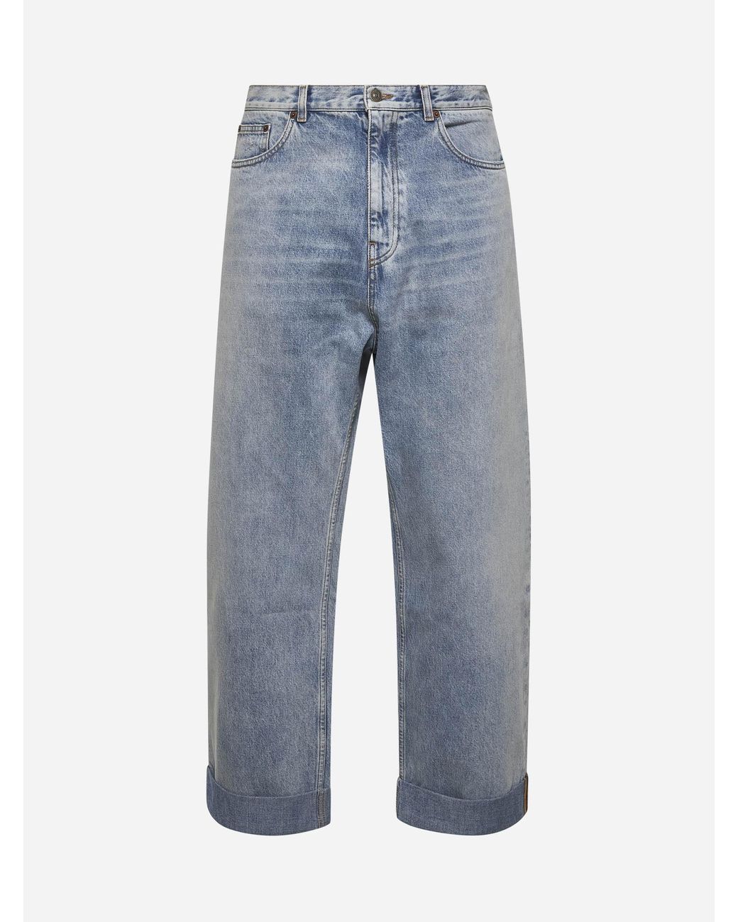 Valentino Light Blue Denim Wide Leg Jeans for Men | Lyst