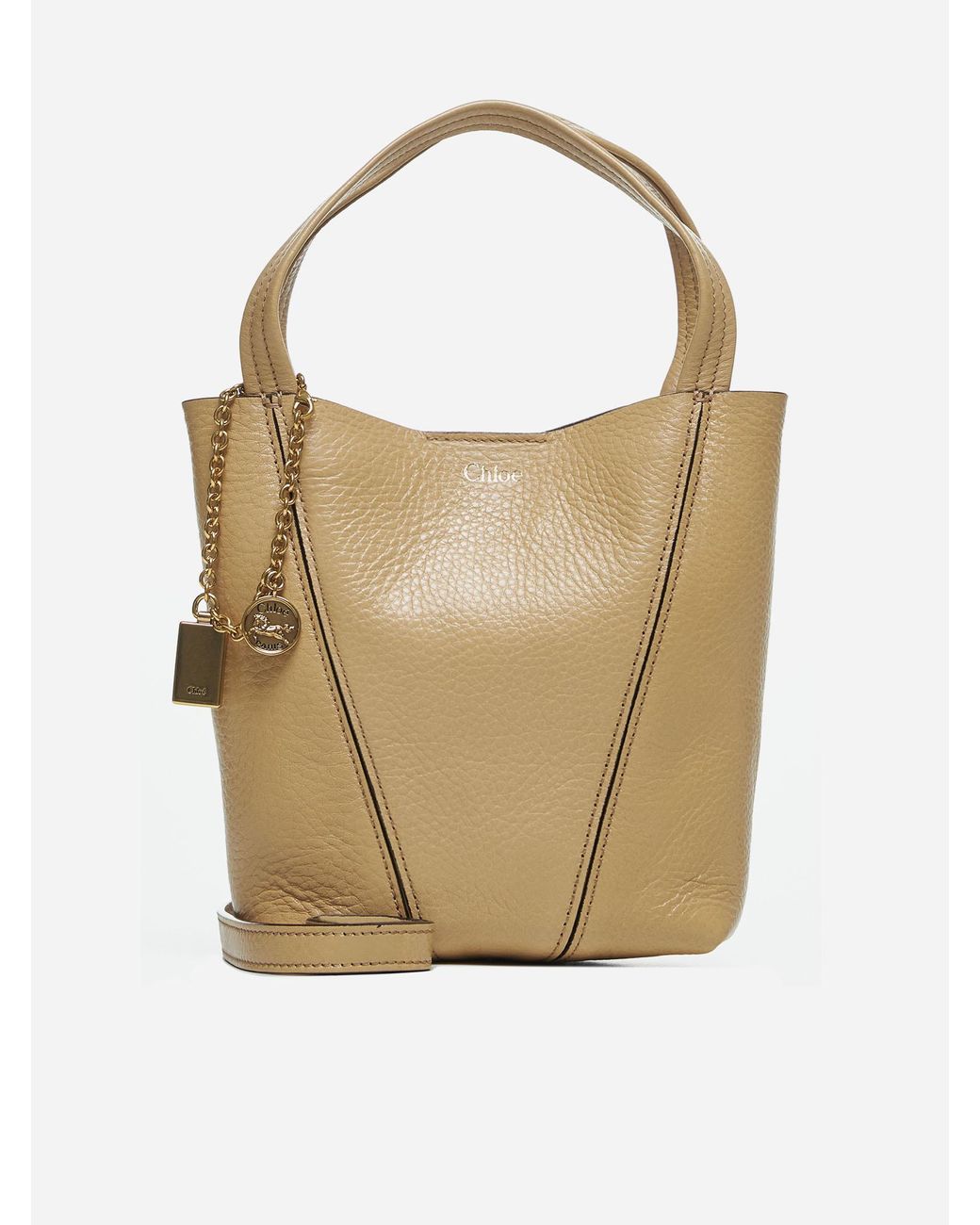 Chloé Beige Chloé Spin Small Tote Bag in Natural | Lyst