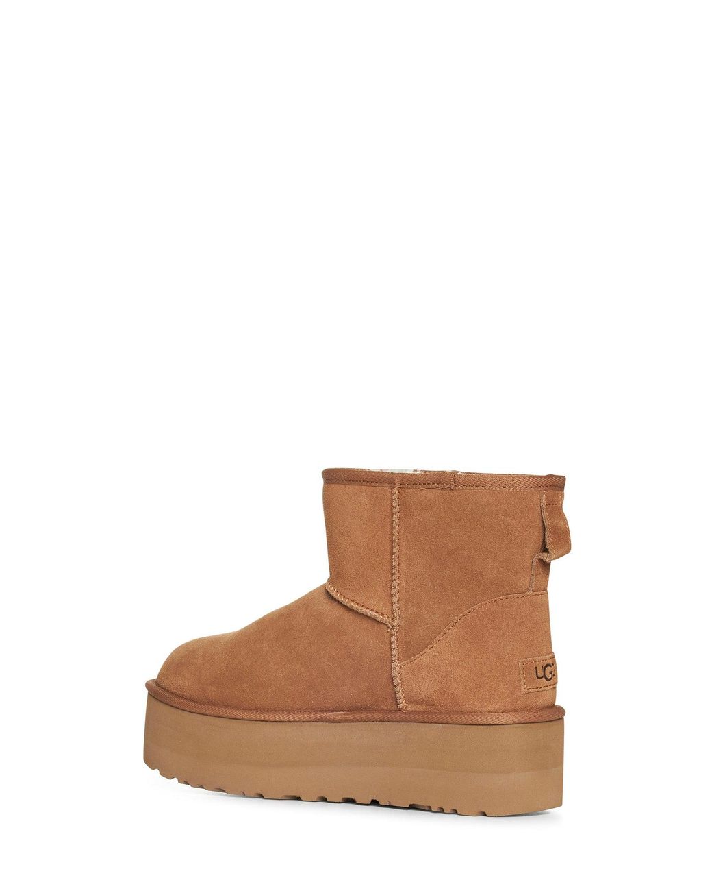 UGG Mini Classic Platform Suede Ankle Boots in Brown | Lyst
