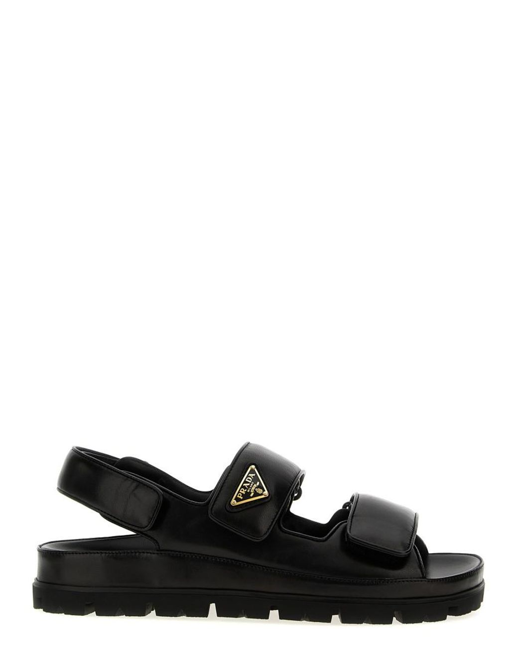 Prada Padded Sandals in Black | Lyst