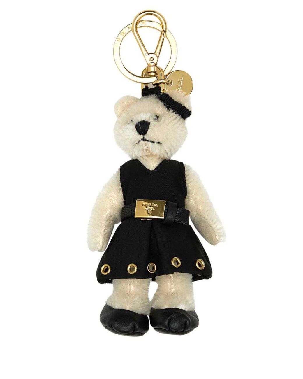 Prada Two Tone Fabric Teddy Key Holder in White | Lyst
