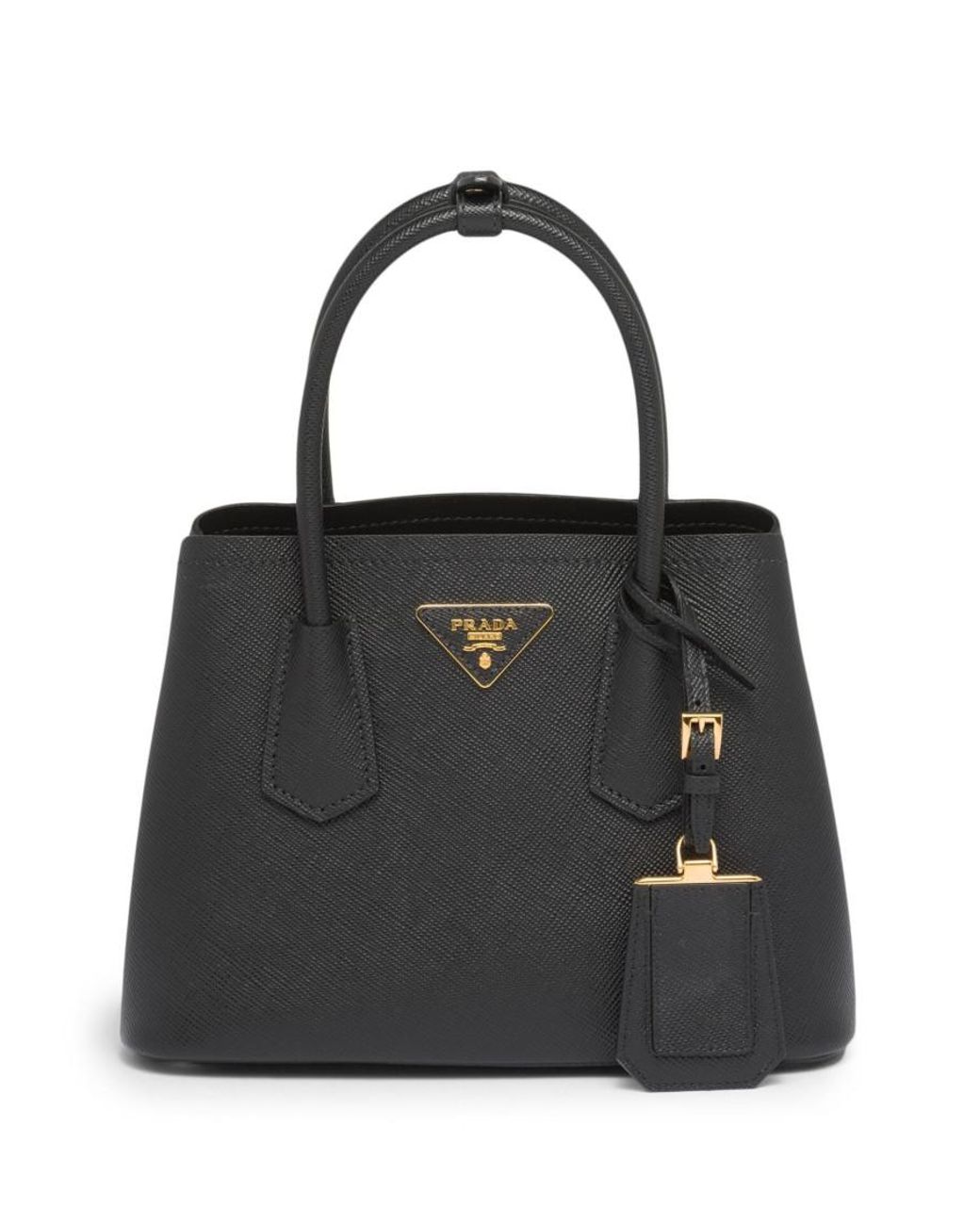 Prada Double Saffiano Leather Satchel in Black | Lyst