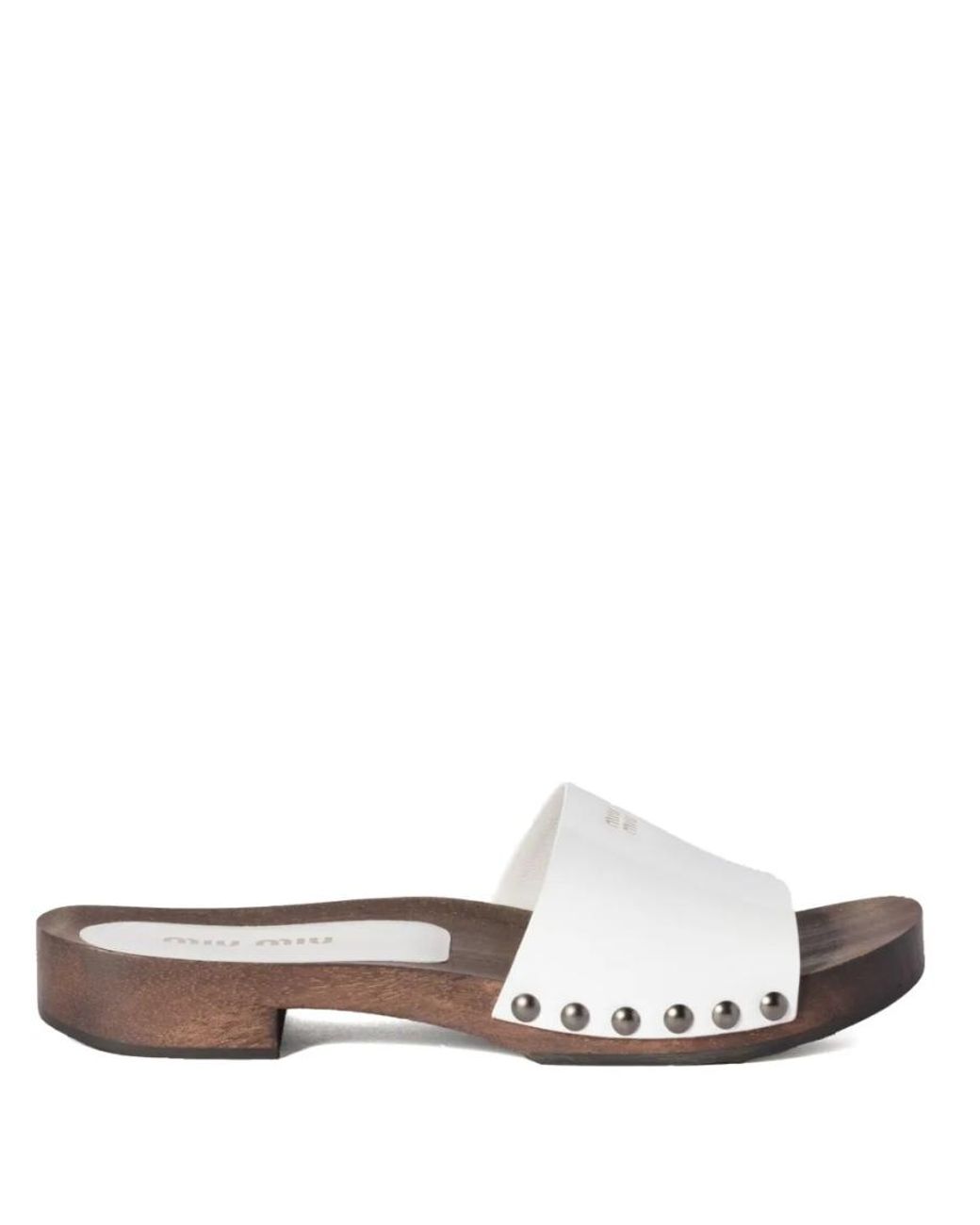 Miu Miu Patent Leather Clogs in White | Lyst