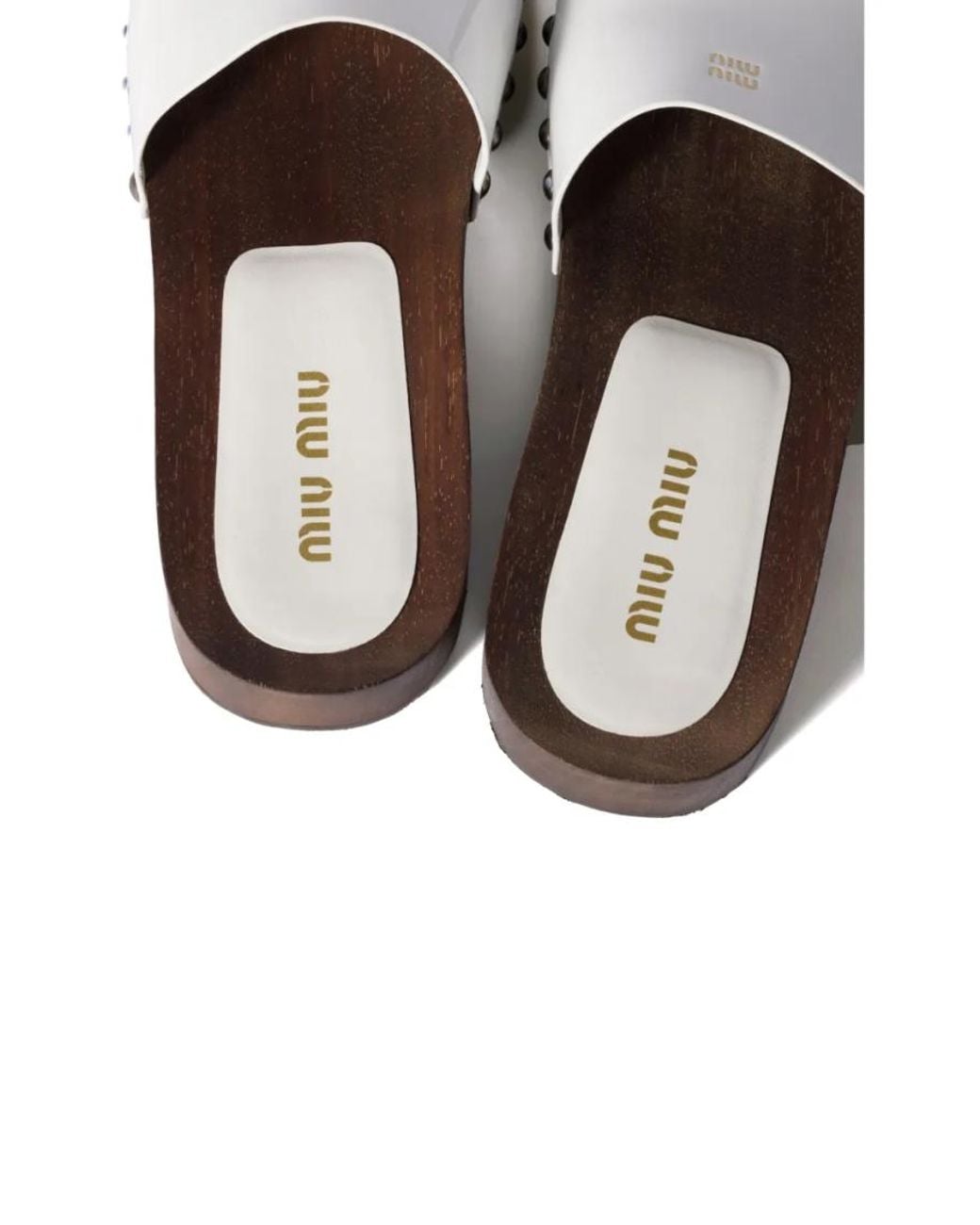 Miu Miu Patent Leather Clogs in White | Lyst
