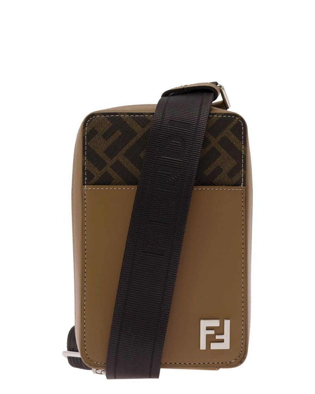 Fendi FF Jacquard Canvas Crossbody in Black for Men | Lyst