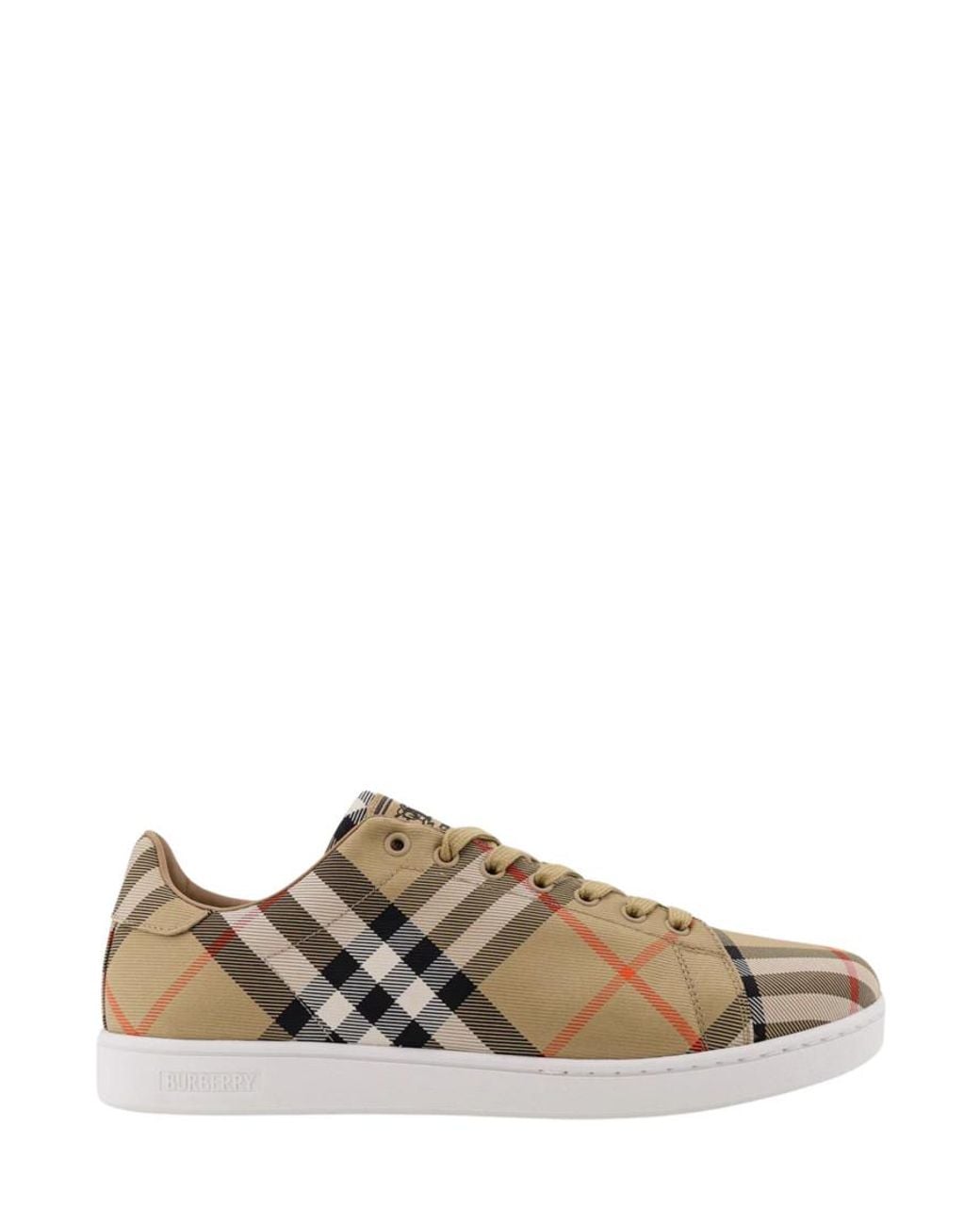 Burberry Sneaker With Check Pattern in Natural for Men | Lyst