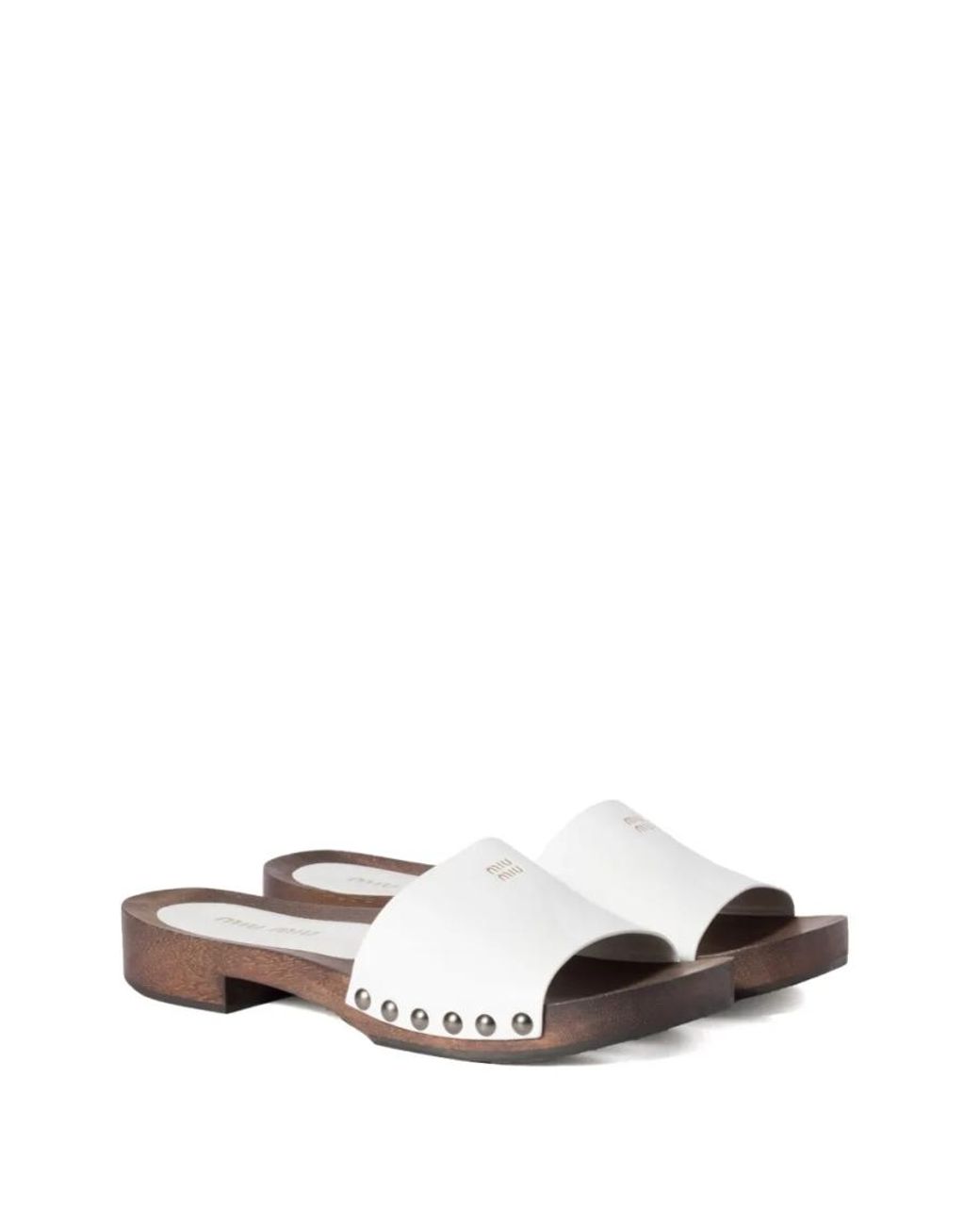 Miu Miu Patent Leather Clogs in White | Lyst
