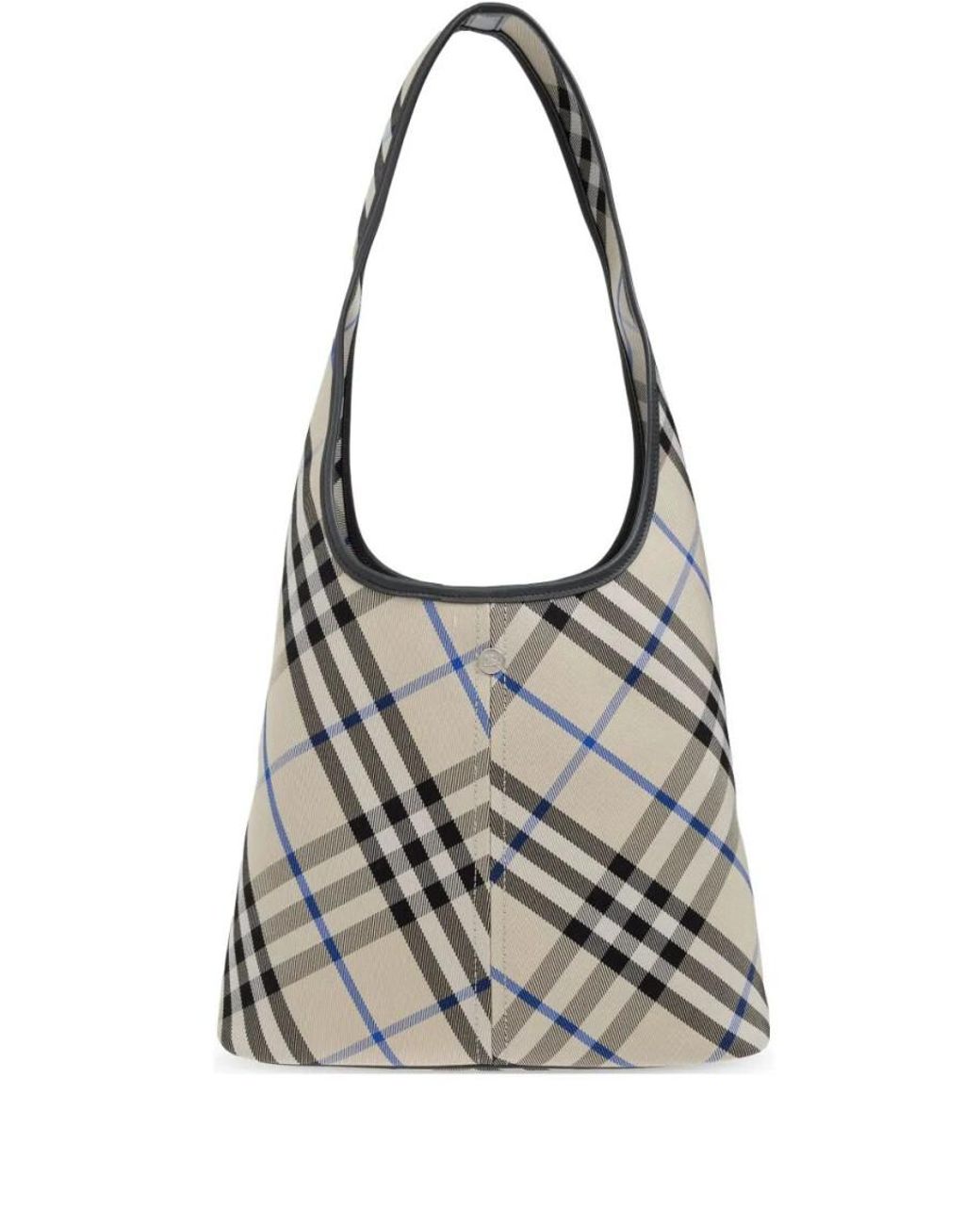 Burberry Check Pattern Hobo in White | Lyst