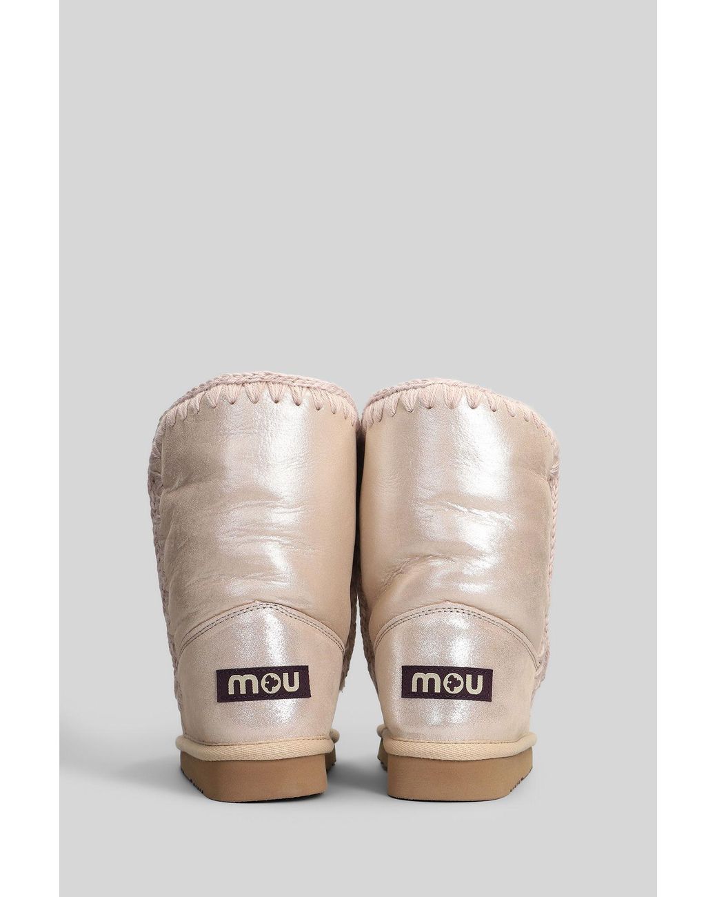 Mou Eskimo 24 Low Heels Ankle Boots In Rose-pink Glitter in Natural | Lyst