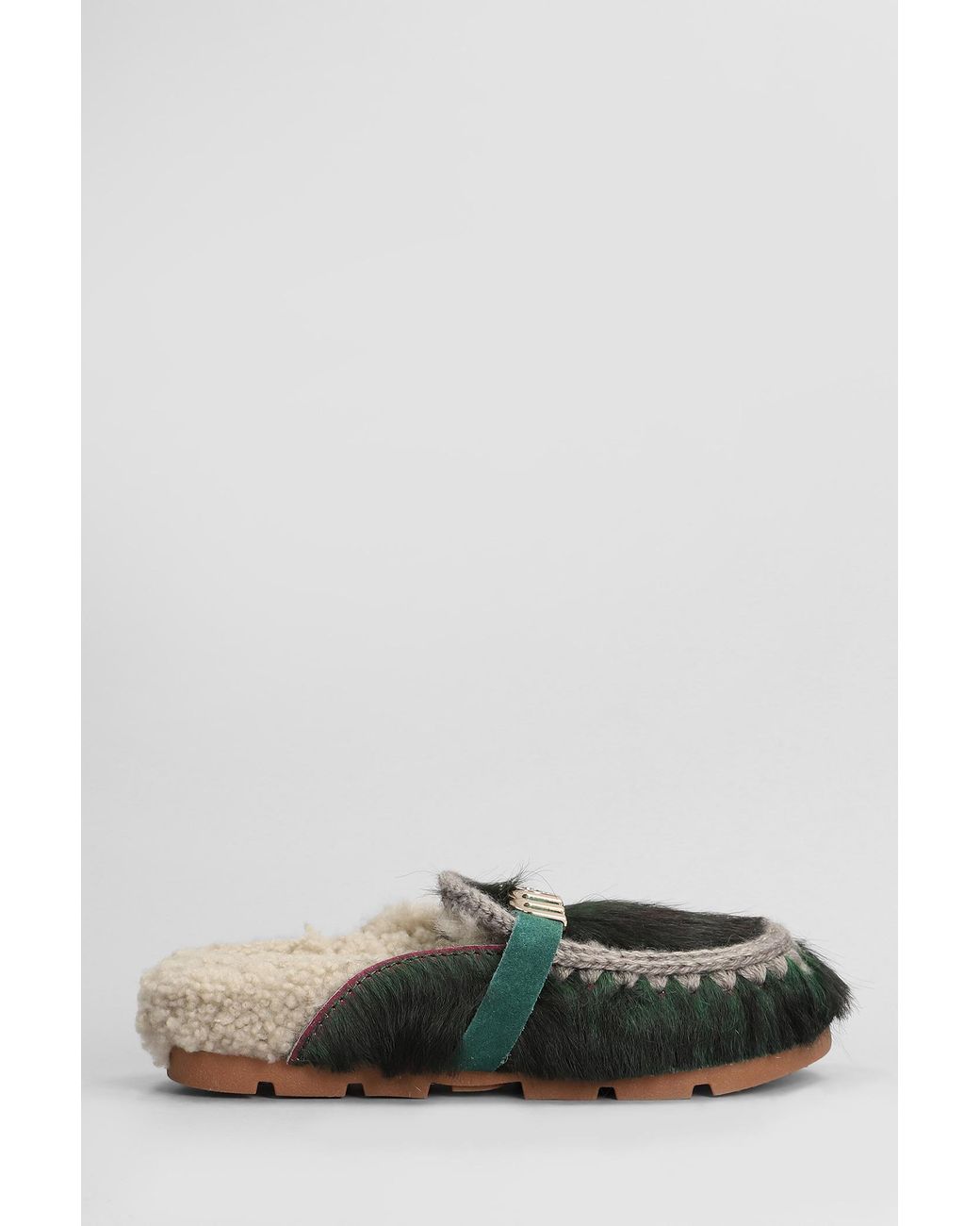 Mou Long Hair Pony Slipper-mule In Green Pony Skin | Lyst