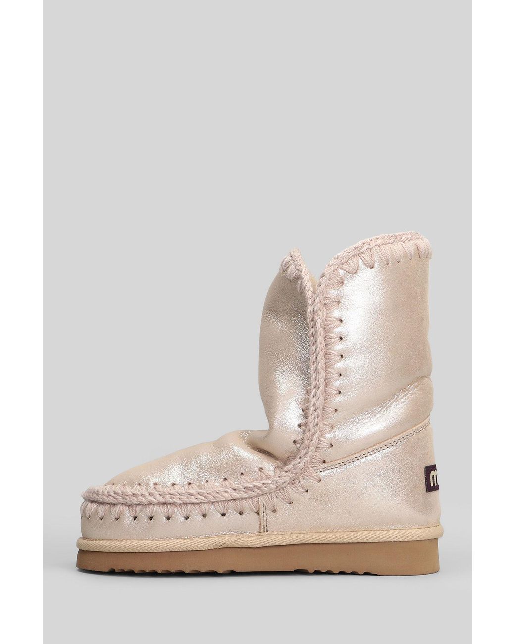 Mou Eskimo 24 Low Heels Ankle Boots In Rose-pink Glitter in Natural | Lyst