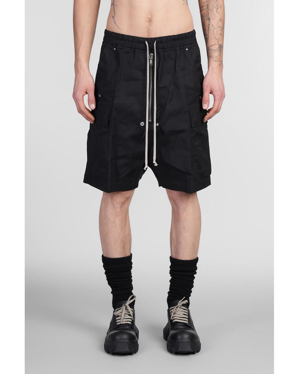 Rick Owens Cargo Belas Short Shorts In Black Cotton for Men | Lyst