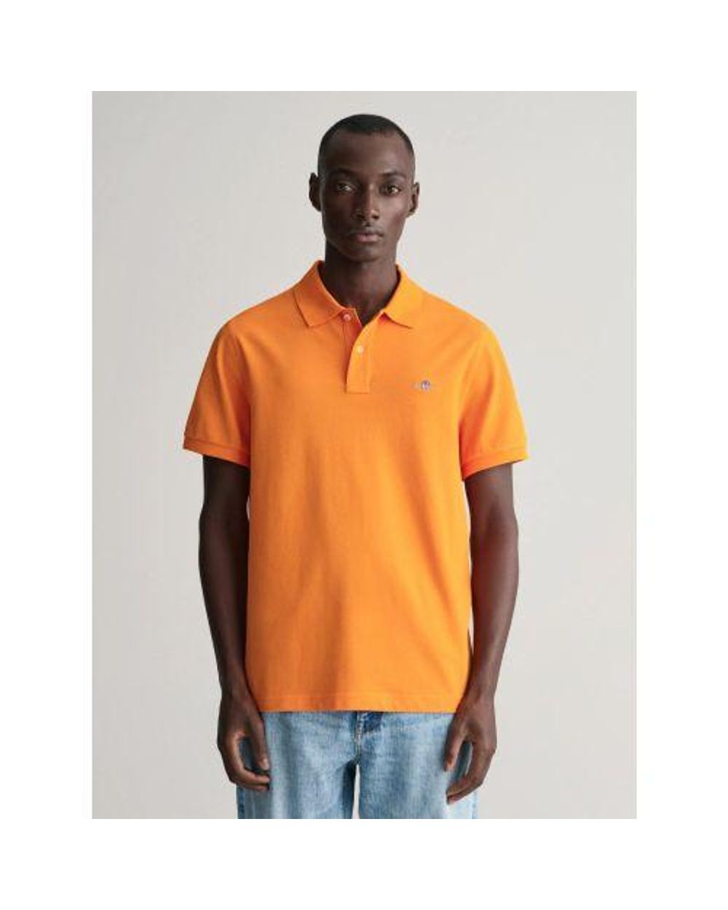 GANT Sweet Shield Logo Pique Polo Shirt in Orange for Men | Lyst UK