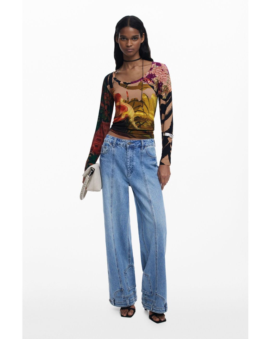 Desigual T-Shirt Designed By Mr. Christian Lacroix, Viscose in Blue | Lyst