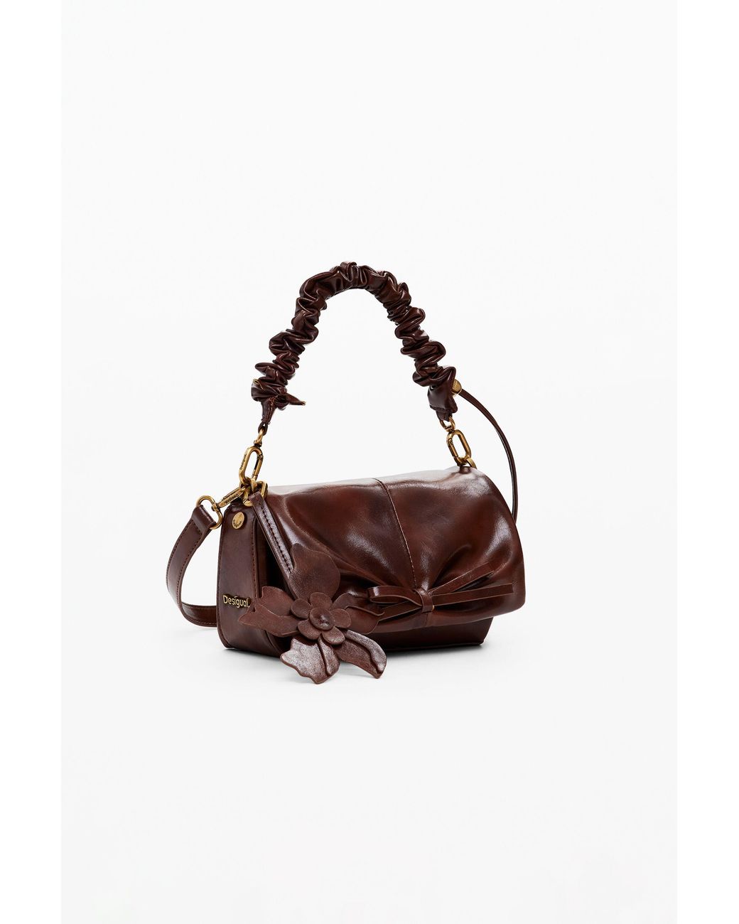 Desigual Small Shiny Floral Bag, Polyurethane in Brown | Lyst
