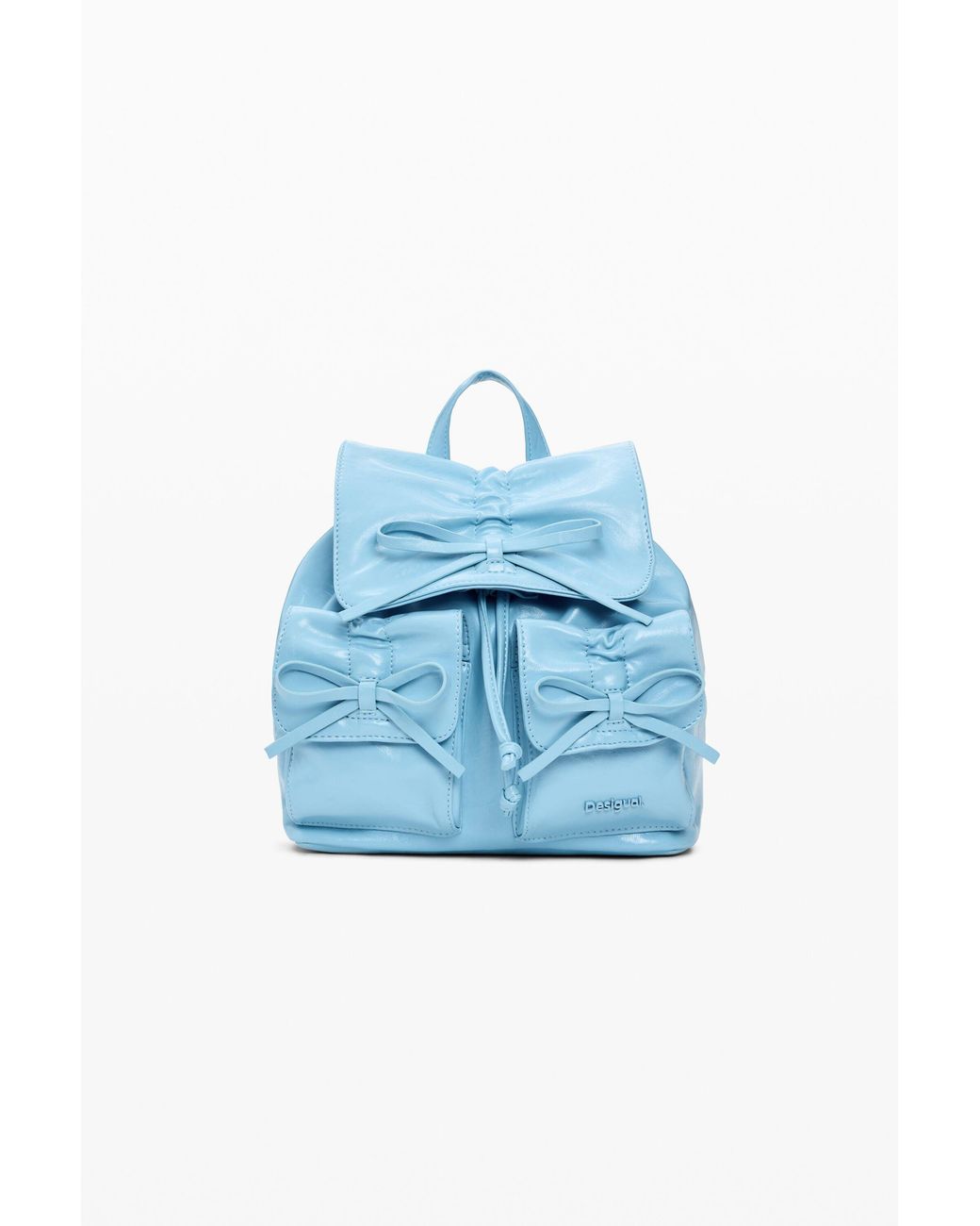 Desigual Small Shiny Bow Backpack, Polyurethane in Blue | Lyst