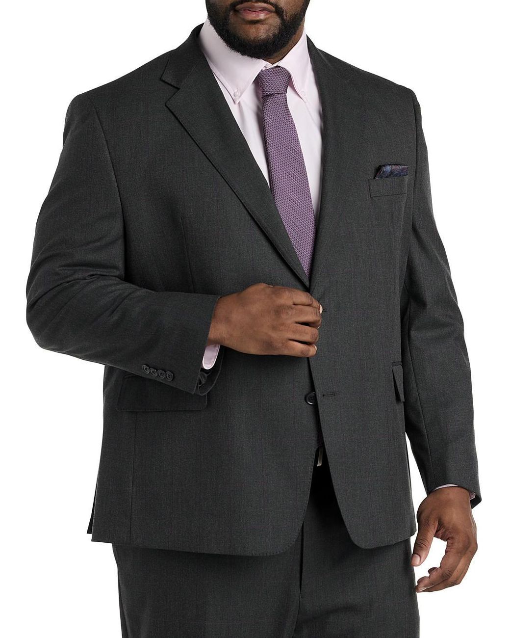 Tallia Big & Tall Windowpane Suit Jacket in Black for Men | Lyst