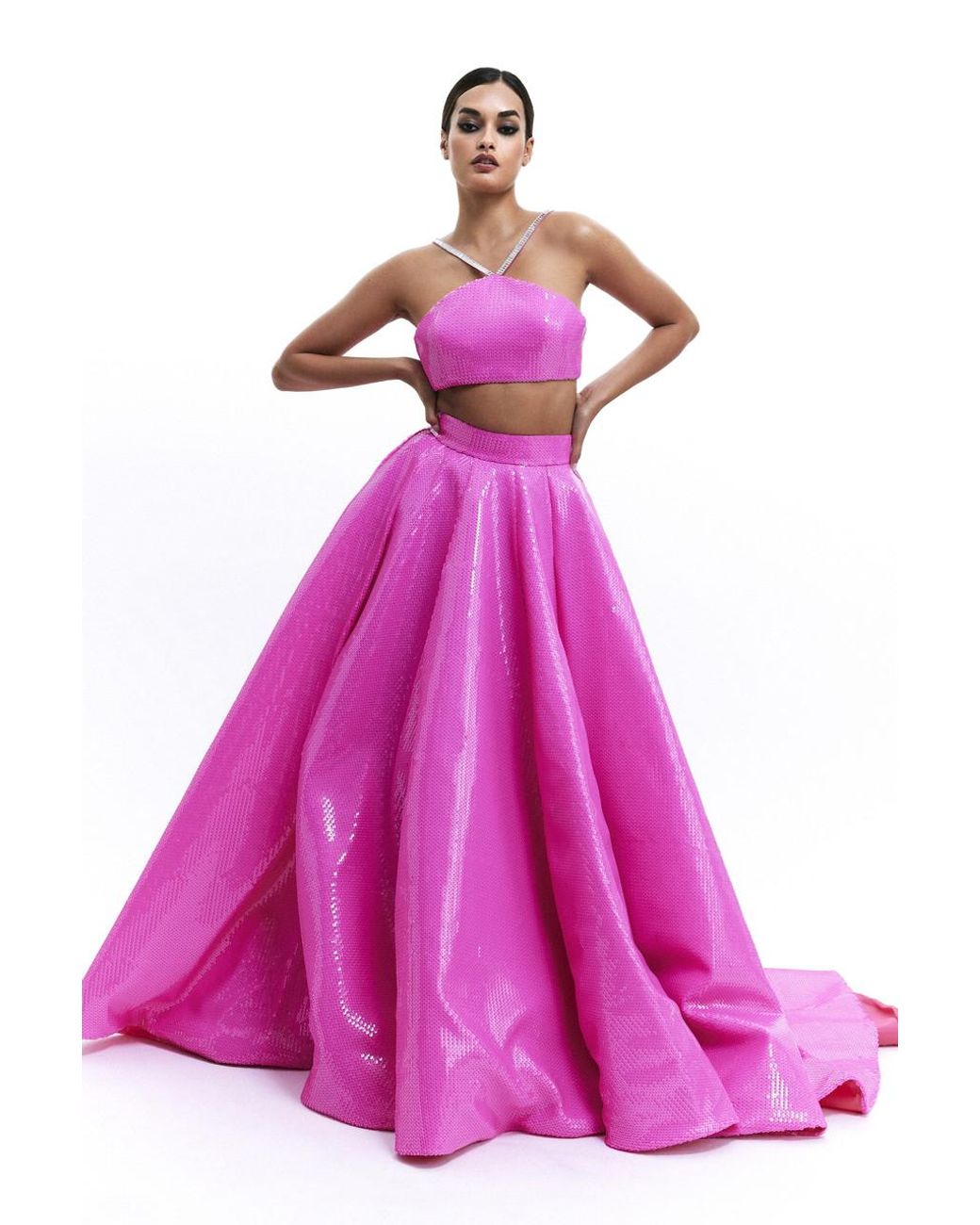 Nicole + Felicia Sequin Top And Ball Skirt () in Pink | Lyst