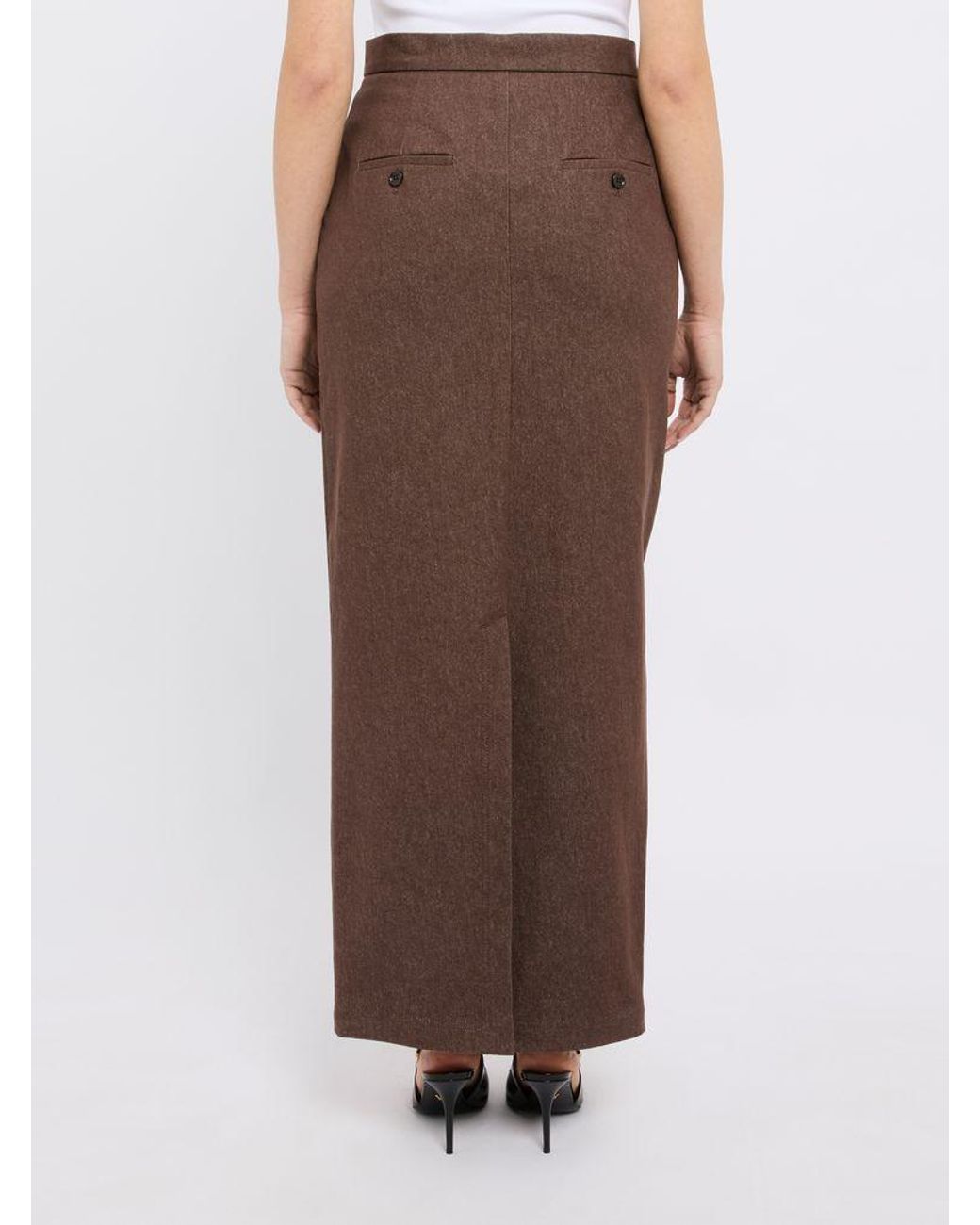 Max Mara 'Panosa' Cotton Midi Skirt in Brown | Lyst