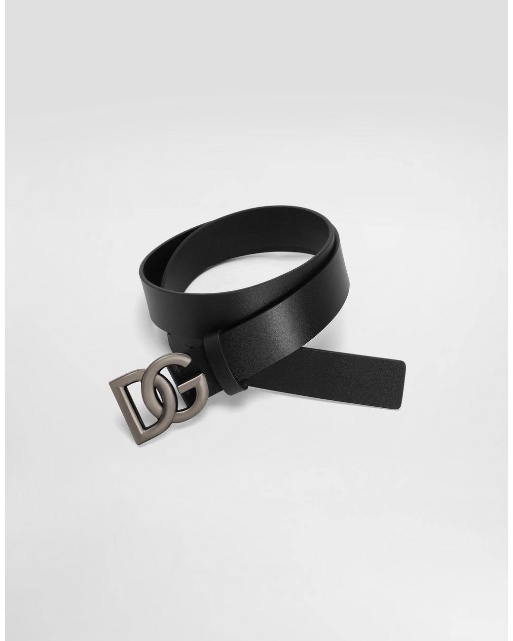 Dolce & Gabbana Leather Belt With Dg Logo in White for Men | Lyst UK