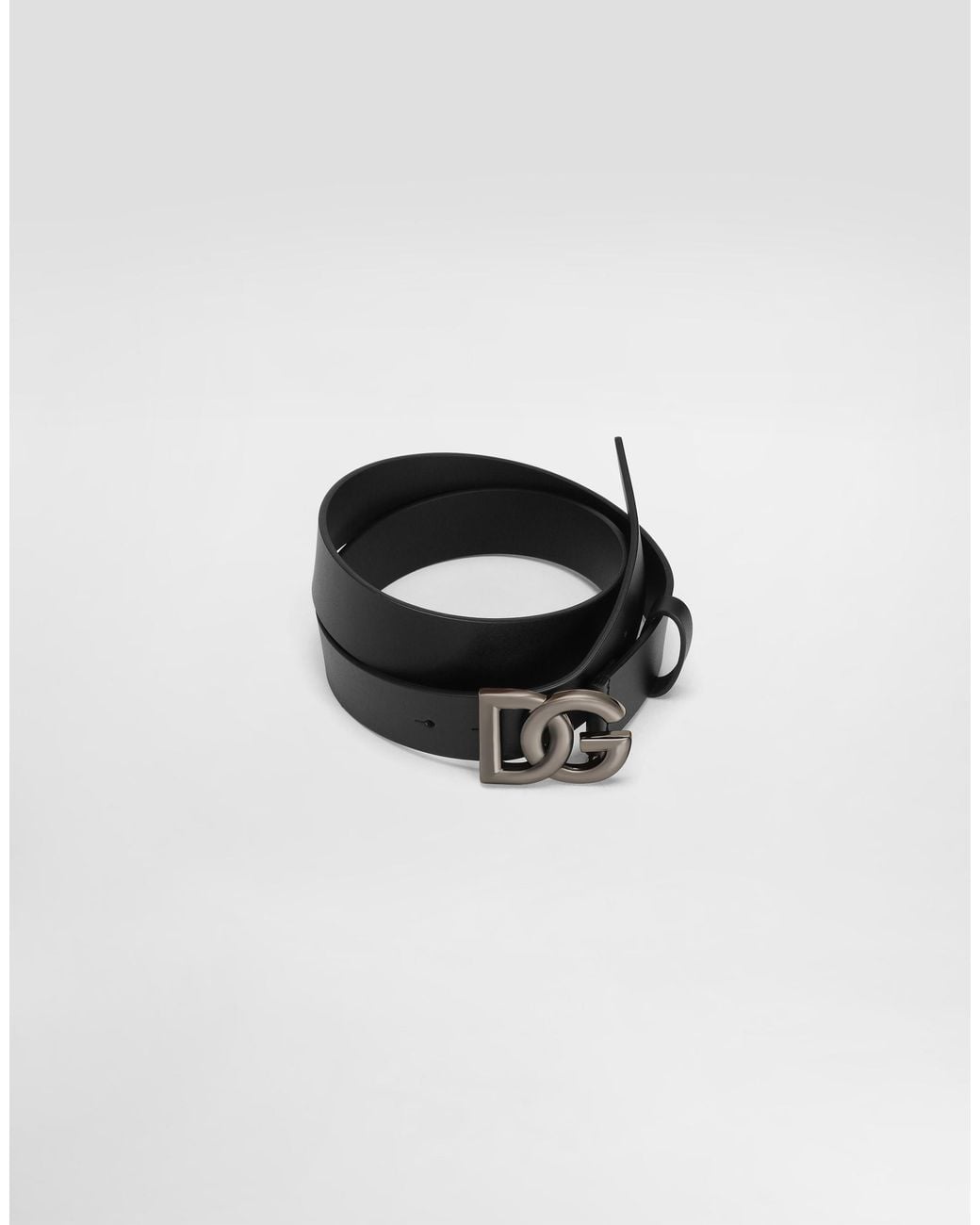 Dolce & Gabbana Leather Belt With Dg Logo in White for Men | Lyst UK